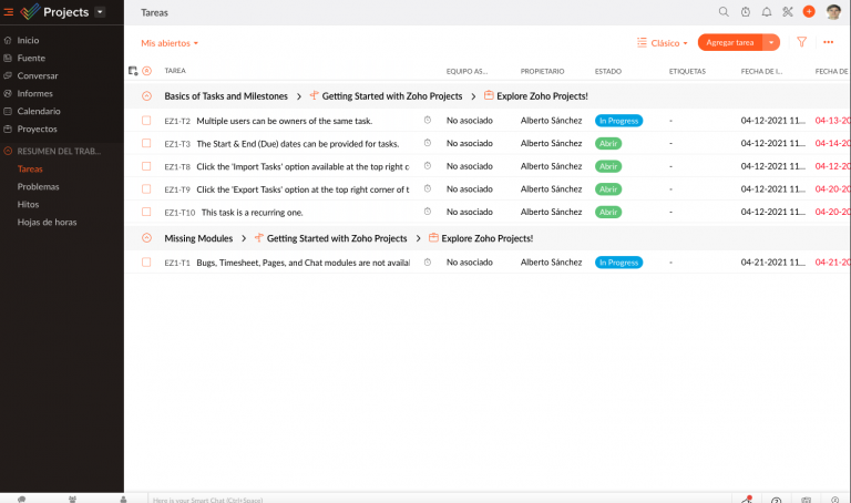 Características principales de Zoho Projects - Acelérate con un ERP